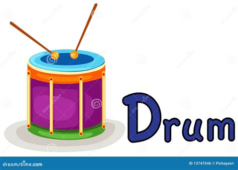 Alphabet D For Drum Stock Vector Illustration Of Cute 13747546