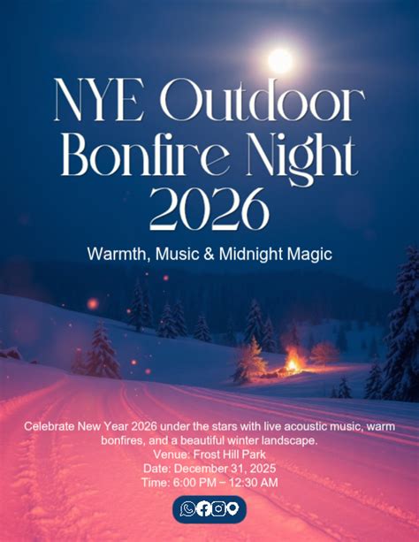 Winter Ember Nye Bonfire 2026 Flyer Template Outdoor Celebration