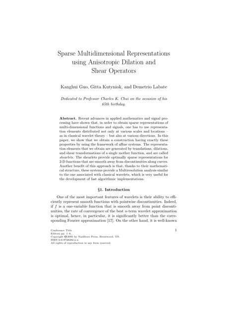 Pdf Sparse Multidimensional Representations Using Anisotropic