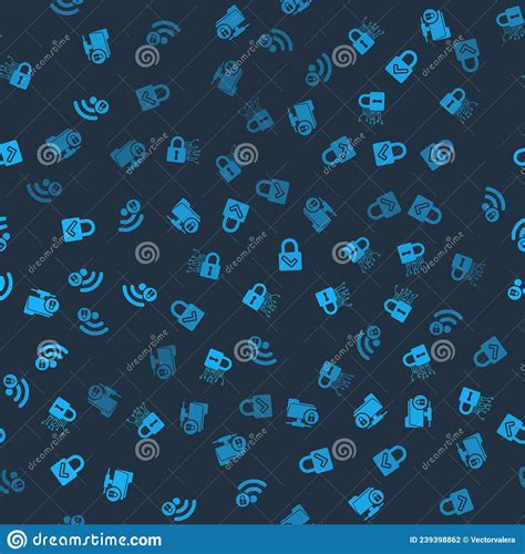 Set Ftp Folder And Lock Cyber Security Lock Check Mark And Wifi Locked On Seamless Pattern