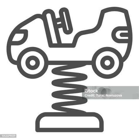 스프링 라인 아이콘에 자동차 장난감을 흔들 놀이 공원 개념 모바일 개념과 웹 디자인을위한 윤곽 스타일에 봄 아이콘에 키드 자동차 벡터 그래픽 건설 산업에 대한 스톡 벡터