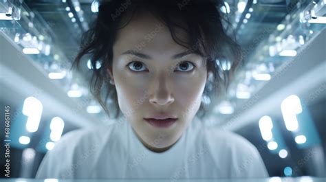 Foto De Female Scientist In A High Tech Genetics Lab Using Crispr Cas9