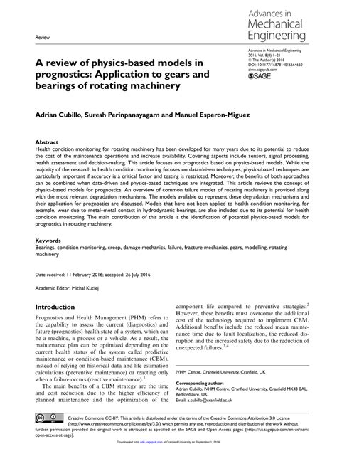 pdf a review of physics based models in prognostics application to