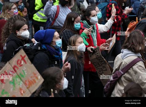 Climate Activist Greta Thunberg Center Marches With Other Activists