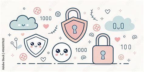 Cute Cartoon Cybersecurity Background Stock Illustration Adobe Stock