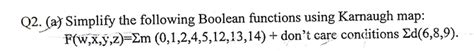 Simplify The Following Boolean Function Using A Karnaugh Map Fwxyz