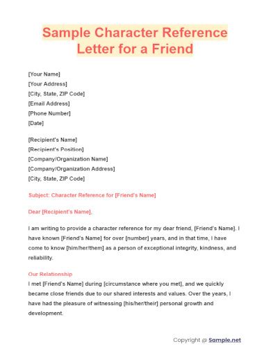 24 Free Character Reference Letter Samples To Download