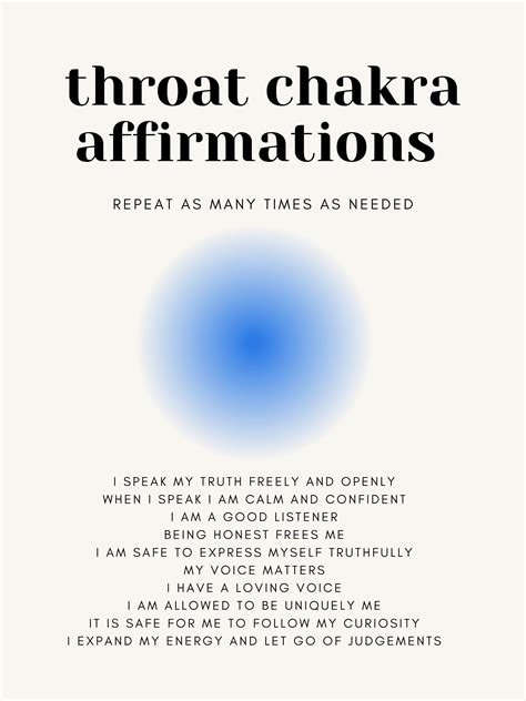 Throat Chakra Affirmations Digital Download Chakra Guide Chakra Healing