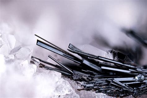 Black Goethite On Quartz Stock Image Image Of Pattern 342335743