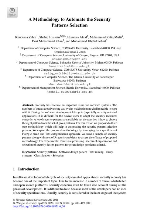 Pdf A Methodology To Automate The Security Patterns Selection