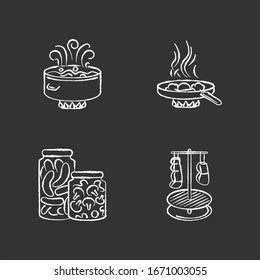 Culinary Techniques Chalk White Icons Set Stock Vector Royalty Free 1671003055 Shutterstock