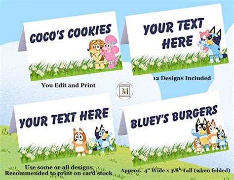 Bluey Food Cardsbluey Birthday Card