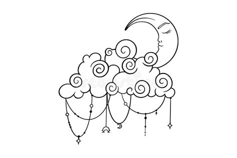Tarot Cloud And Crescent Moon Sketch For Astrology Tarot And Magic Designs Tarot Sunrise