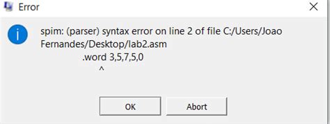 Spim How Do I Fix Mips Program Parser Error In Qtspim While Loading A