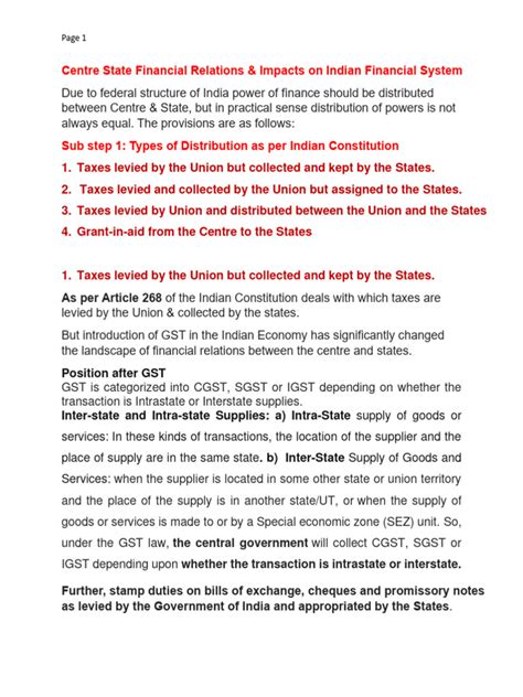 Centre State Financial Relations Pdf Taxes Fiscal Policy