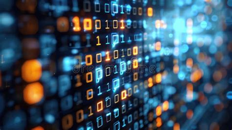 Binary Code Stream Digital Data Flowing In Abstract Cyberspace