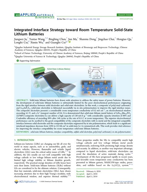 Pdf An Integrated Interface Strategy Towards Room Temperature Solid