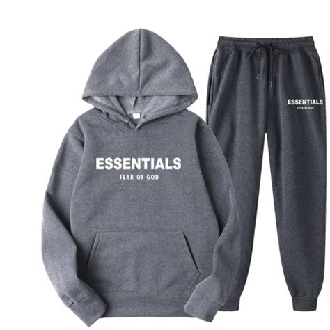 Fear Of God Gray Essentials Tracksuit Essentials Hoodies