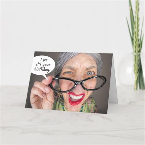 Happy Birthday For Anyone Funny Old Lady Holiday Card Zazzle Old
