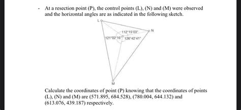 Solved At A Resection Point P The Control Points L N