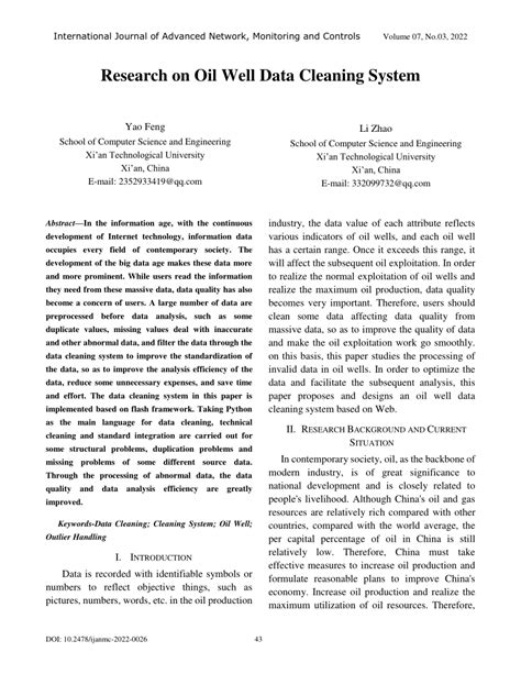 Pdf Research On Oil Well Data Cleaning System
