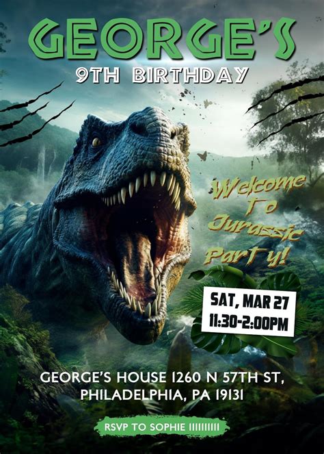 Jurassic World Customizable Invite Template Instant Download Share