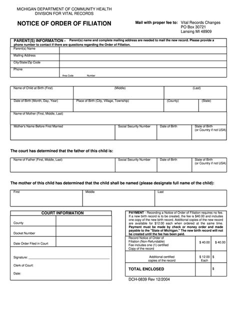 Order Of Filiation Michigan 2004 2025 Form Fill Out And Sign