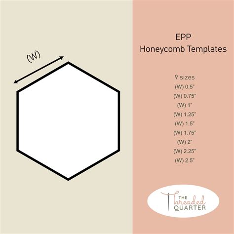 9 Sizes Printable Hexagon Epp Templates Pdf Instant Download Etsy