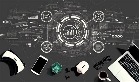 Data Analysis Concept With Electronic Gadgets And Office Supplies Stock Image Image Of Growth