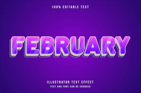 Premium Vector February3d Editable Text Effect Purple Gradation Pink