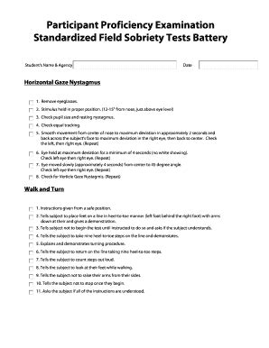 Standardized Field Sobriety Tests Battery Blank Fillable Template