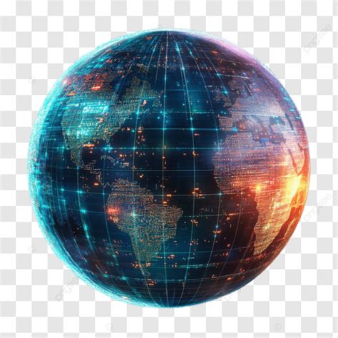 Futuristic Globe With Glowing Digital Continents Displayed Display Digital Globe Png