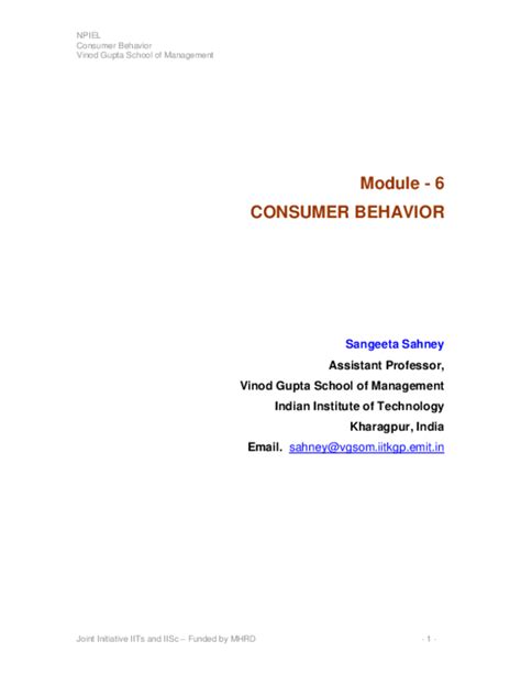 Pdf Module 6 Consumer Behavior