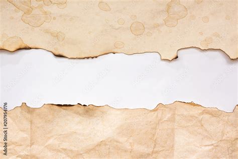 Torn Paper On White Background Old Ripped Paper Copy Space For Text