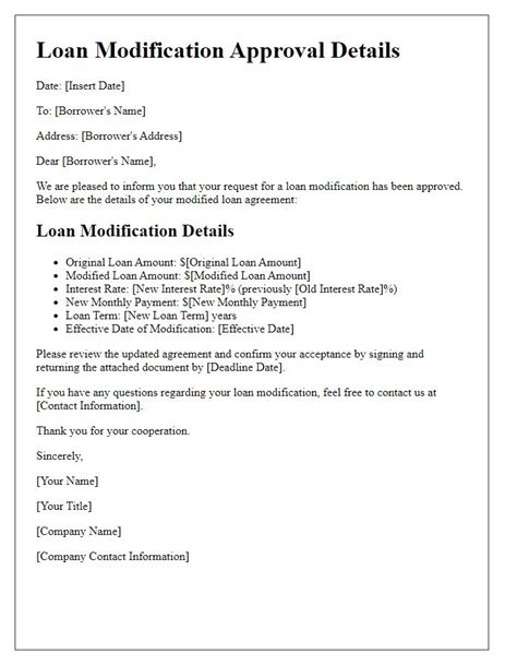 Letter Template For Loan Modification Approval Notification Free Samples In Pdf Letterin