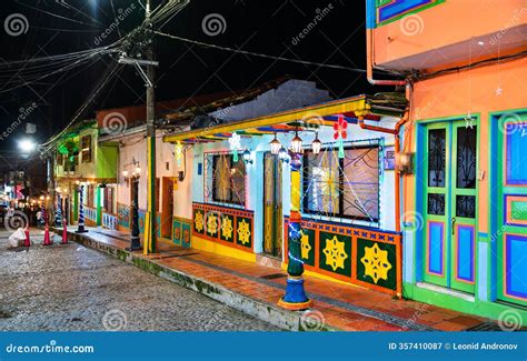 Traditional Colorful Houses In The Old Town Of Guatape In Colombia