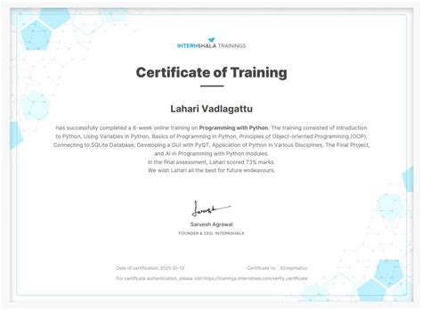 Lahari Vadlagattu On Linkedin Internshala Pythonprogramming