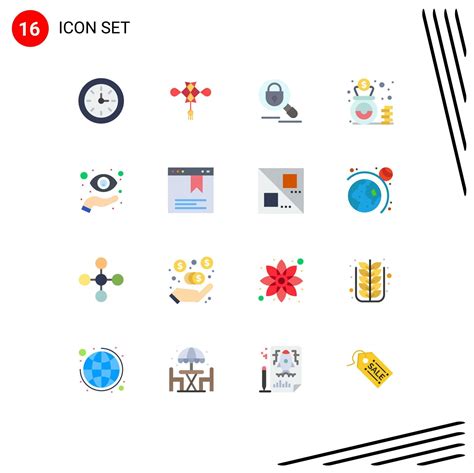 16 User Interface Flat Color Pack Of Modern Signs And Symbols Of Hand
