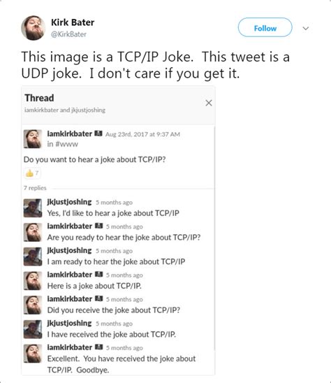 TCP/IP vs UDP : r/ProgrammerHumor
