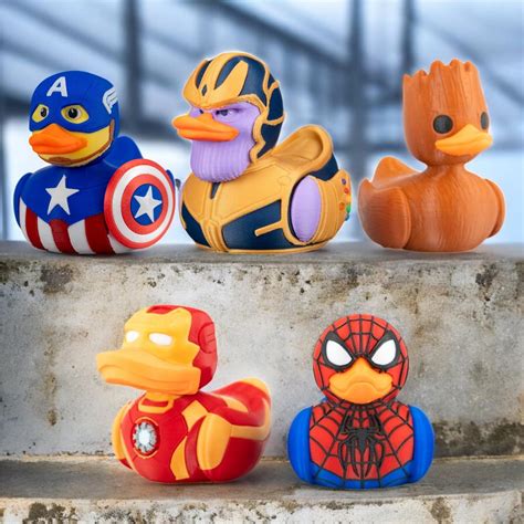 Marvel Superhero Cute Ducky Set Spider Man Captain America Groot