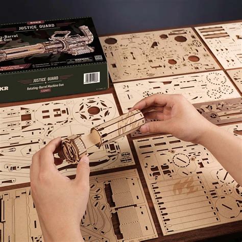 Rotating Barrel Machine Gun Wooden Puzzle