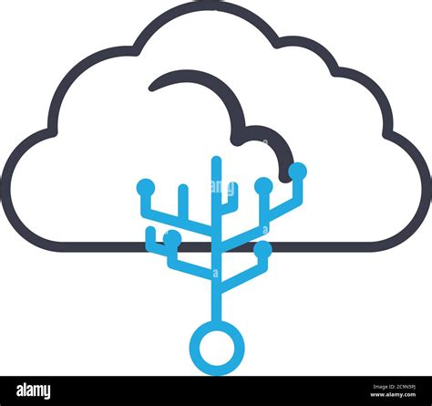 Cloud Computing With Circuit Line Style Icon Design Communication