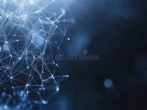 Abstract Network Of Interconnected White Nodes On A Blue Background Stock Illustration