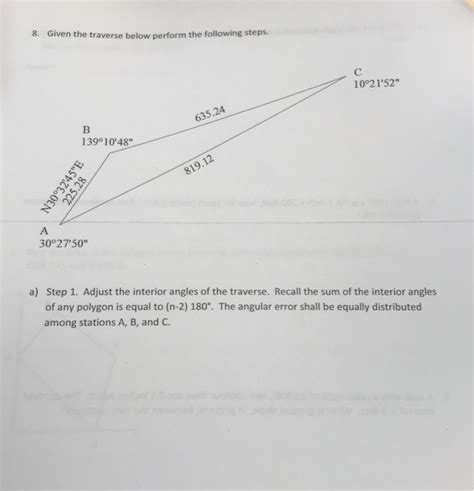 Solved 8 Given The Traverse Below Perform The Following