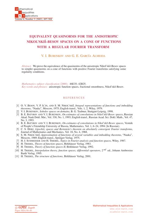 Pdf Equivalent Quasinorms For The Anisotropic Nikolskii Besov Spaces On A Cone Of Functions