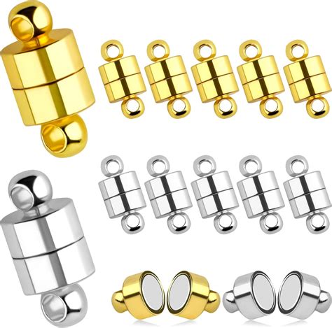 Aiex 12pcs Magnetic Bracelet Clasps Locking Necklace Clasps With Round