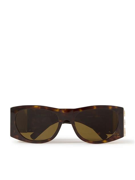 Givenchy Rectangular Frame Gold Tone And Tortoiseshell Acetate Sunglasses Givenchy