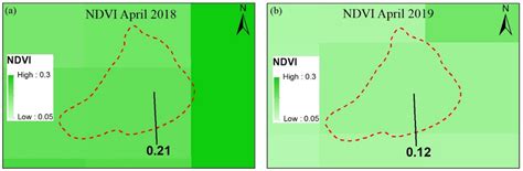 Comparison Of Nvdi Values Before And After Landslide Accelerated