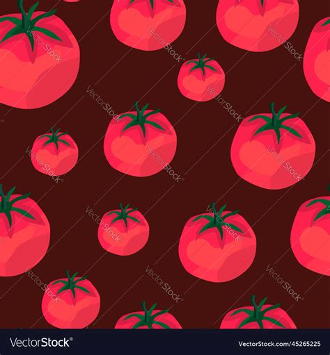 Seamless Pattern With Tomato Organic Vegetable Vector Image