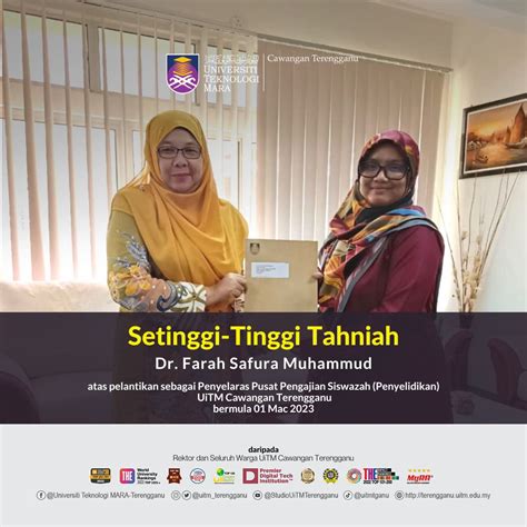 Tahniah Dr Farah Safura Muhammud Atas Perlantikan Sebagai Penyelaras Pusat Pengajian Siswazah